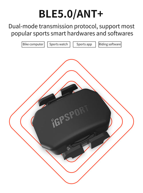 iGPSPORT Bike Speed & Cadence Sensor ANT+ Bluetooth 5.0 IPX7 Waterproo