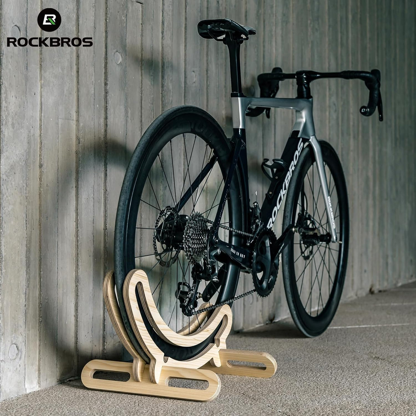 ROCKBROS Wooden Bike Stand Rack StylishStable Storage for Road Bikes