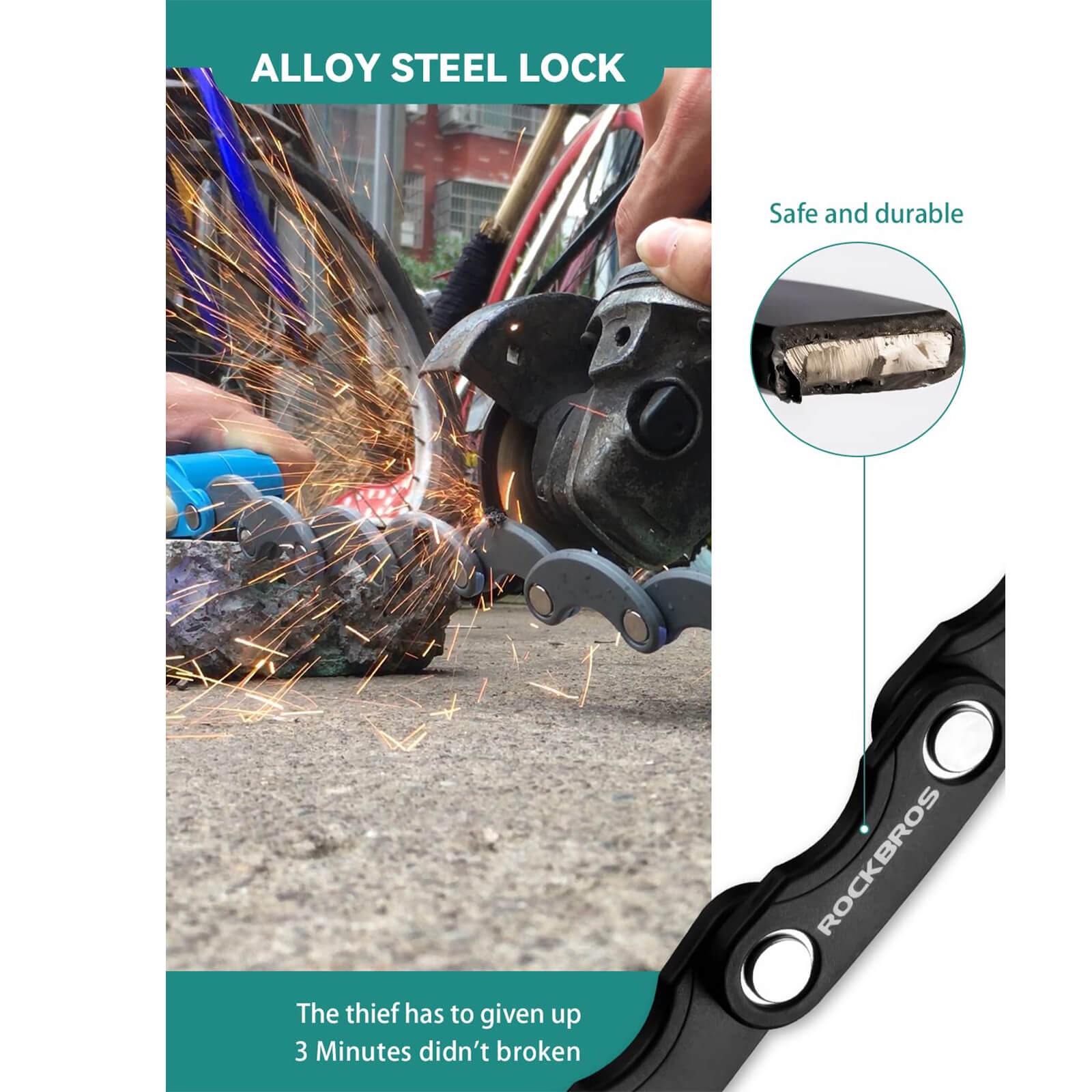 ROCKBROS Folding Bike Lock Anti-theft Alloy Lock with Mounting Bracket ...