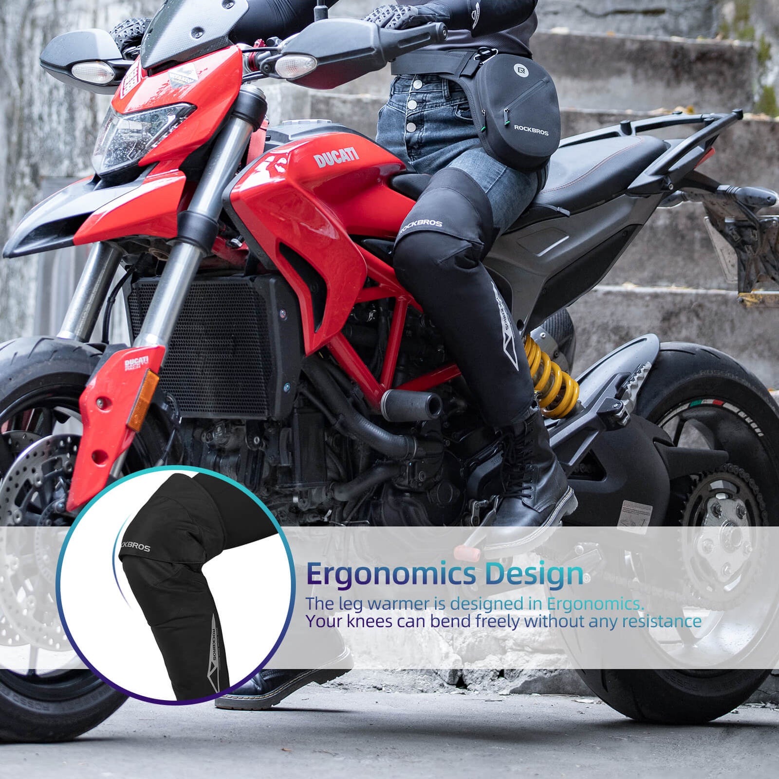 Windproof Motorcycle Knee Braces Warm Adjustable Pads for Winter