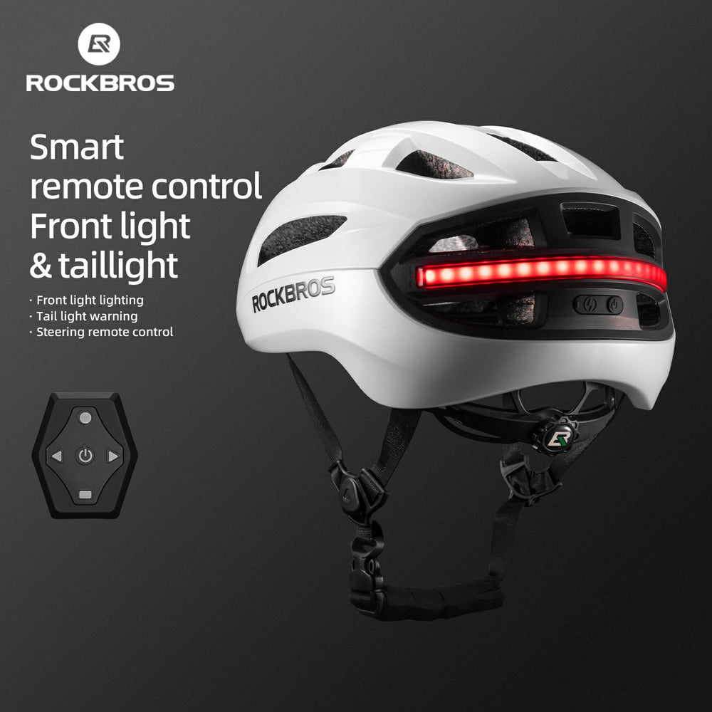 ROCKBROS Steering Remote Smart Riding Helmet with Bike Headlight and ...