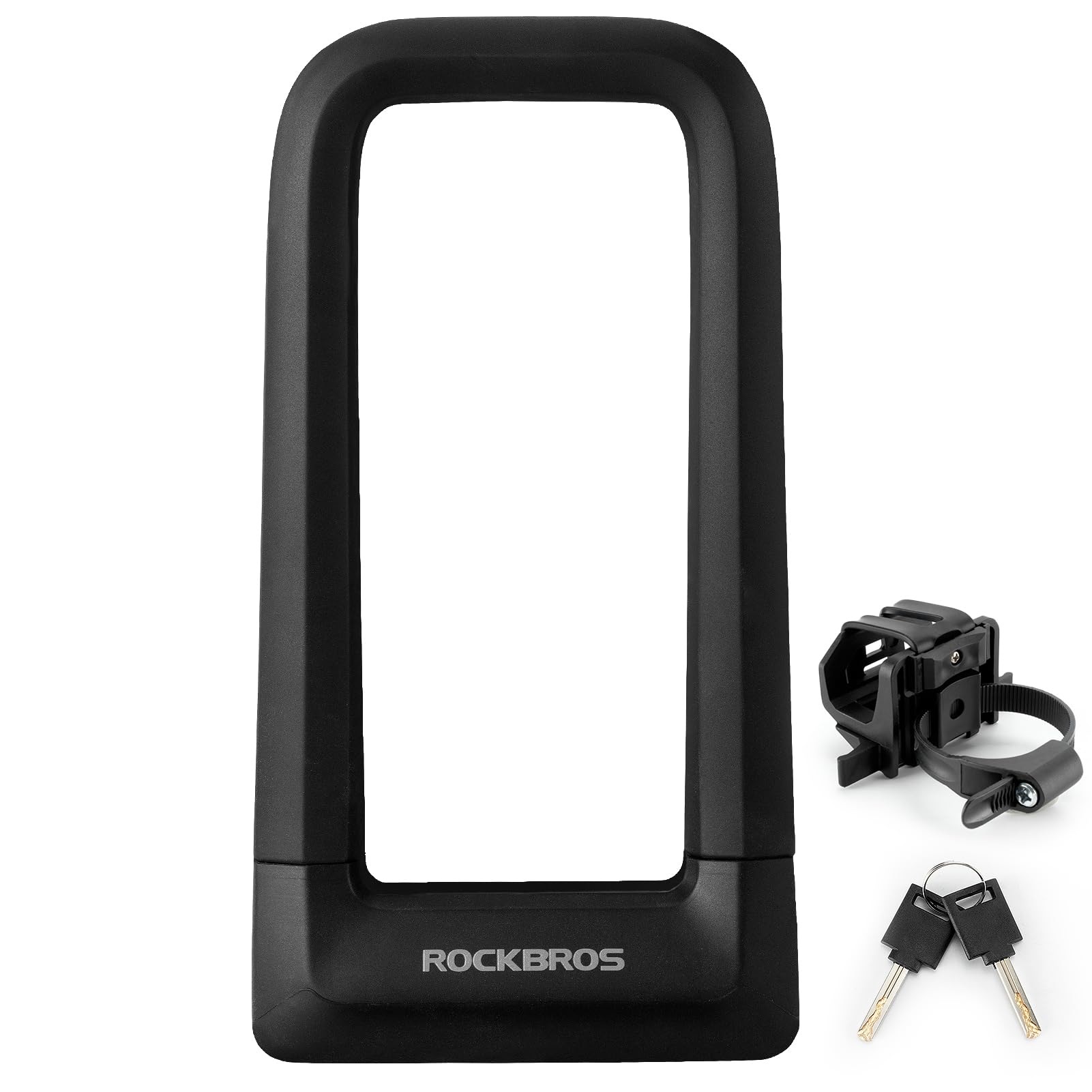 ROCKBROS Bike U Lock, Heavy Duty Anti Theft Bike U Lock with Cable Sil