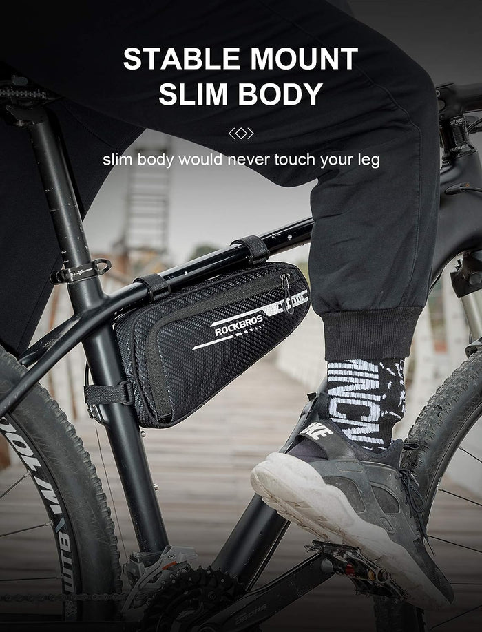 ROCKBROS Bike Triangle Bag - Durable, Reflective Bicycle Frame Pouch (1.2L)