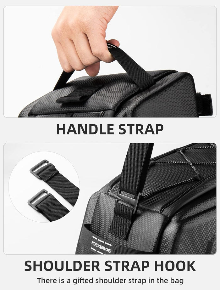ROCKBROS Hard Shell Bike Rack Bag Waterproof 9L Capacity with Shoulder